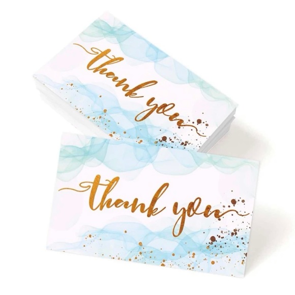 Office | Thank You Blue Gold Insert Cards Pack Of 5 | Poshmark